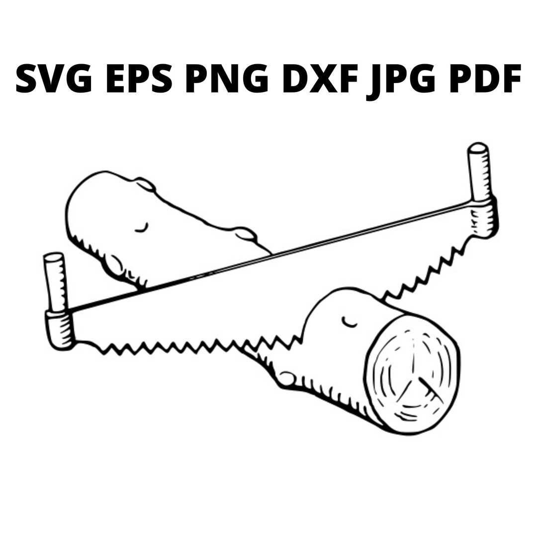 Black and White Saw Cutting Wood SVG Clipart, Hand Tools Digital ...