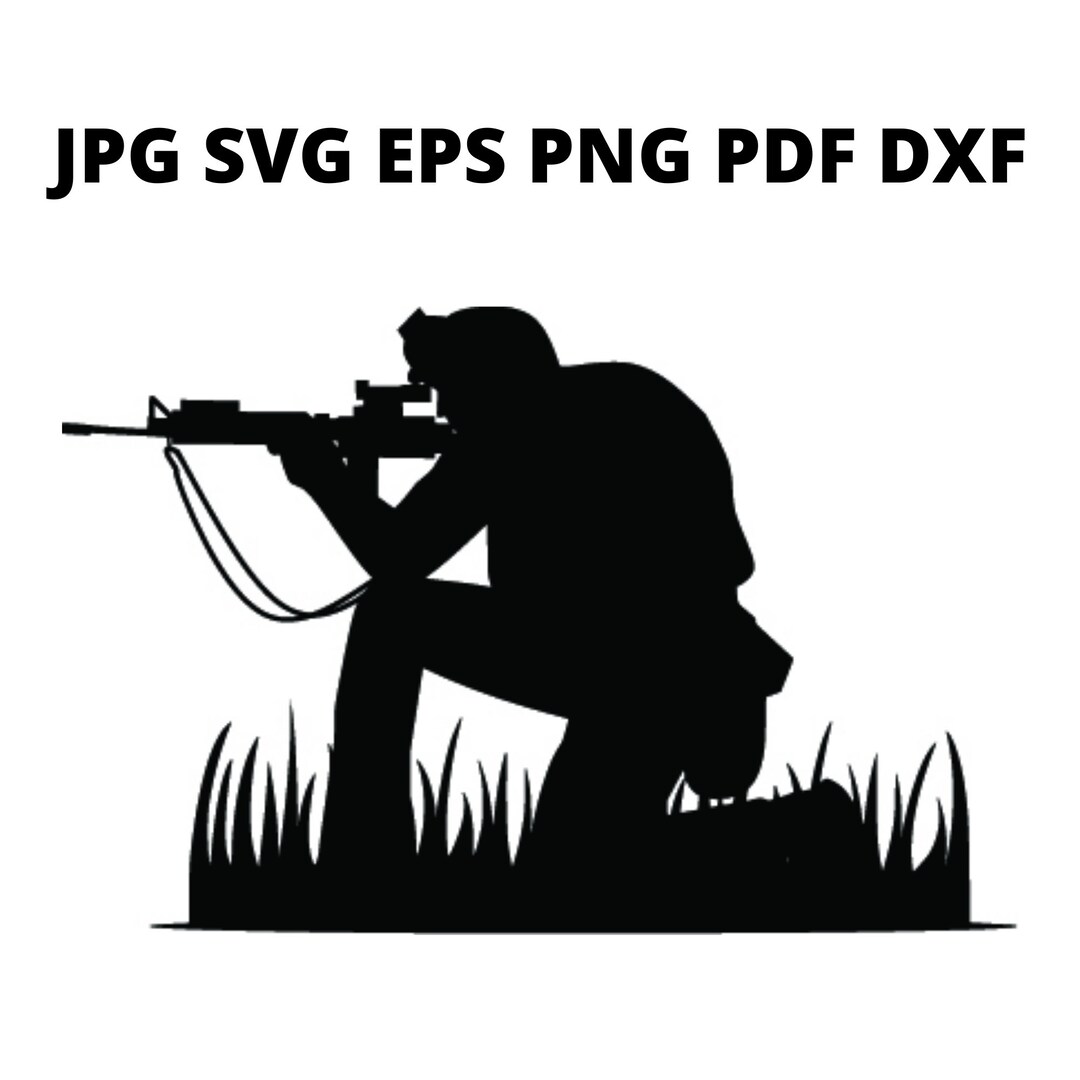 Buy Black and White Sniper SVG Clipart, Army Soldier Digital Download ...