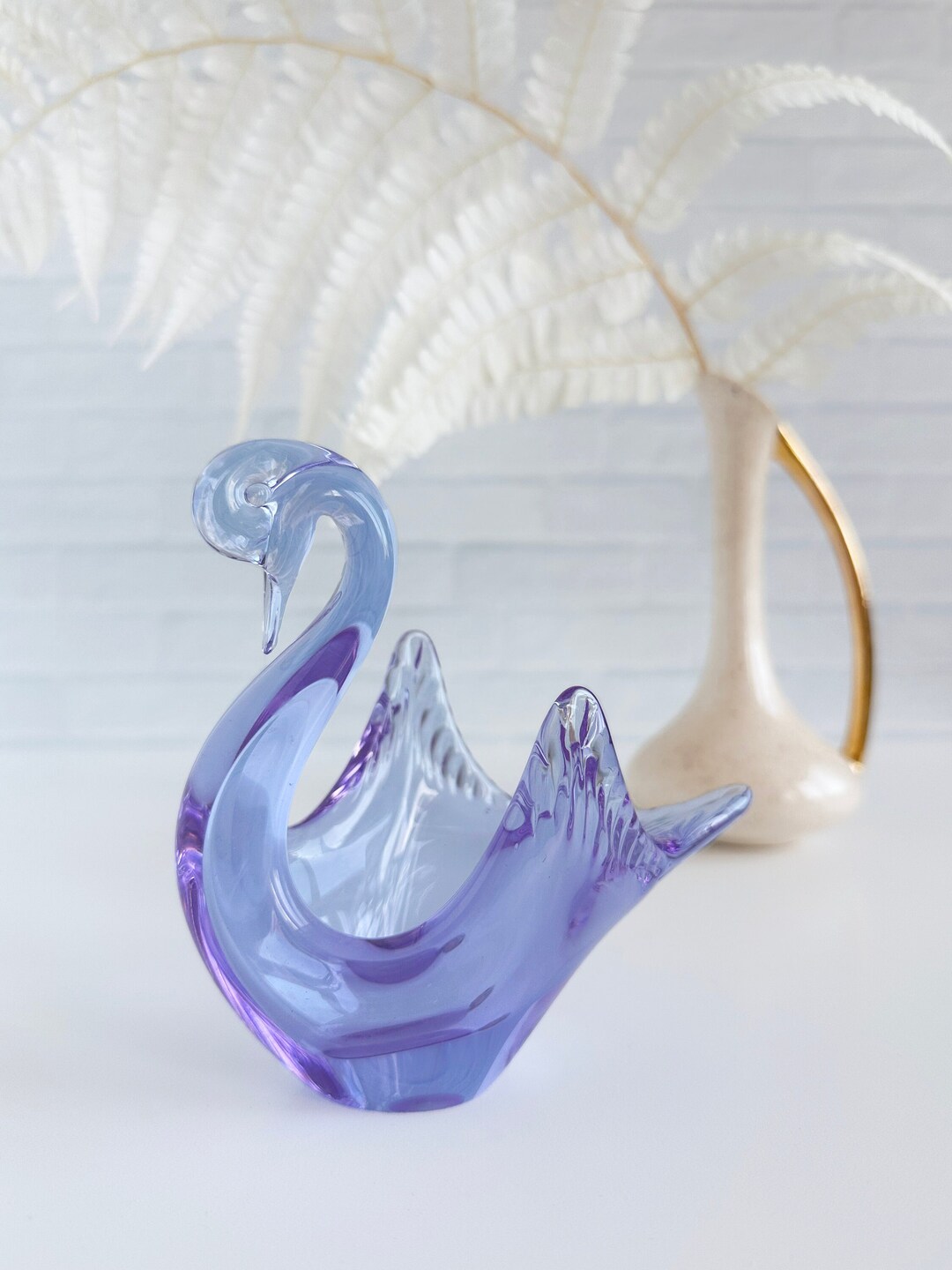 Vintage Translucent Light Purple Handblown Glass Swan Figurine. Air ...