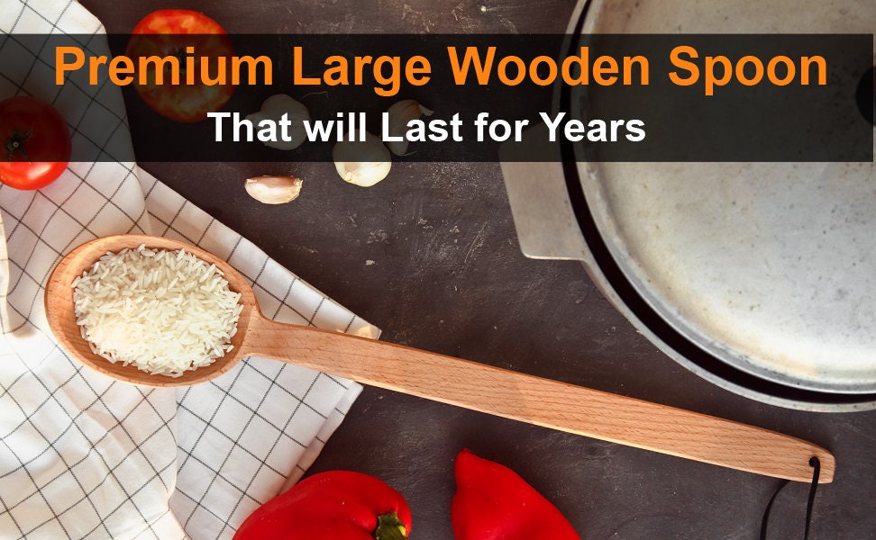 Handmade 18 Heavy Duty Long Wooden Spoon With a Scoop. Large Wooden ...