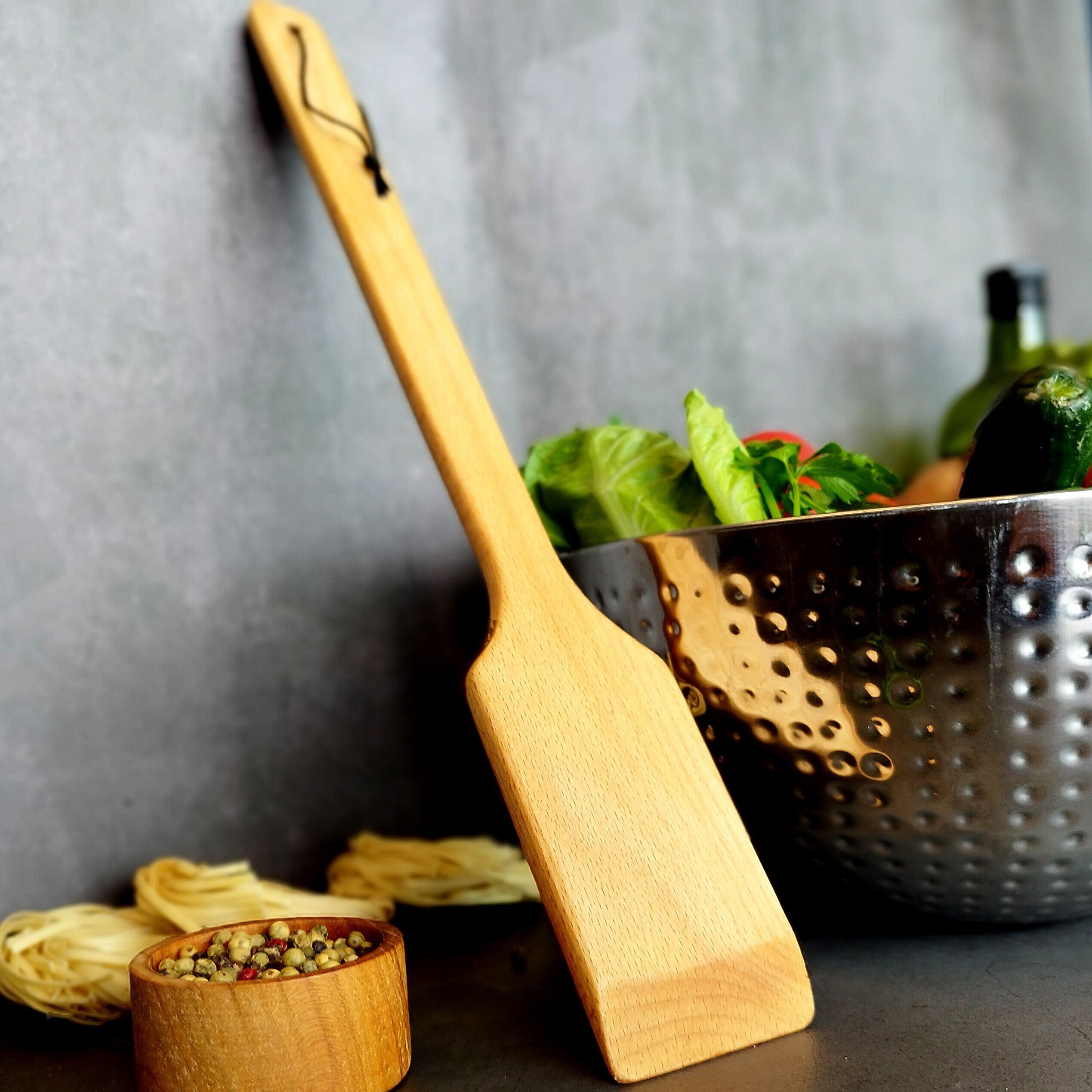 18" Long Wooden Stir Paddle - Heavy Duty Cajun Spoon for Cooking in Big ...