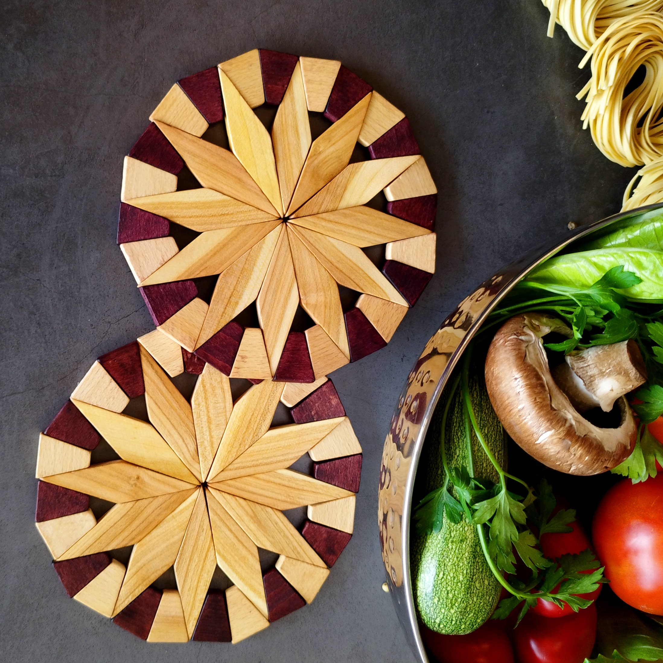 Decorative Wood Trivets for Hot Dishes, Wooden Coasters, Hot Pot Trivet ...