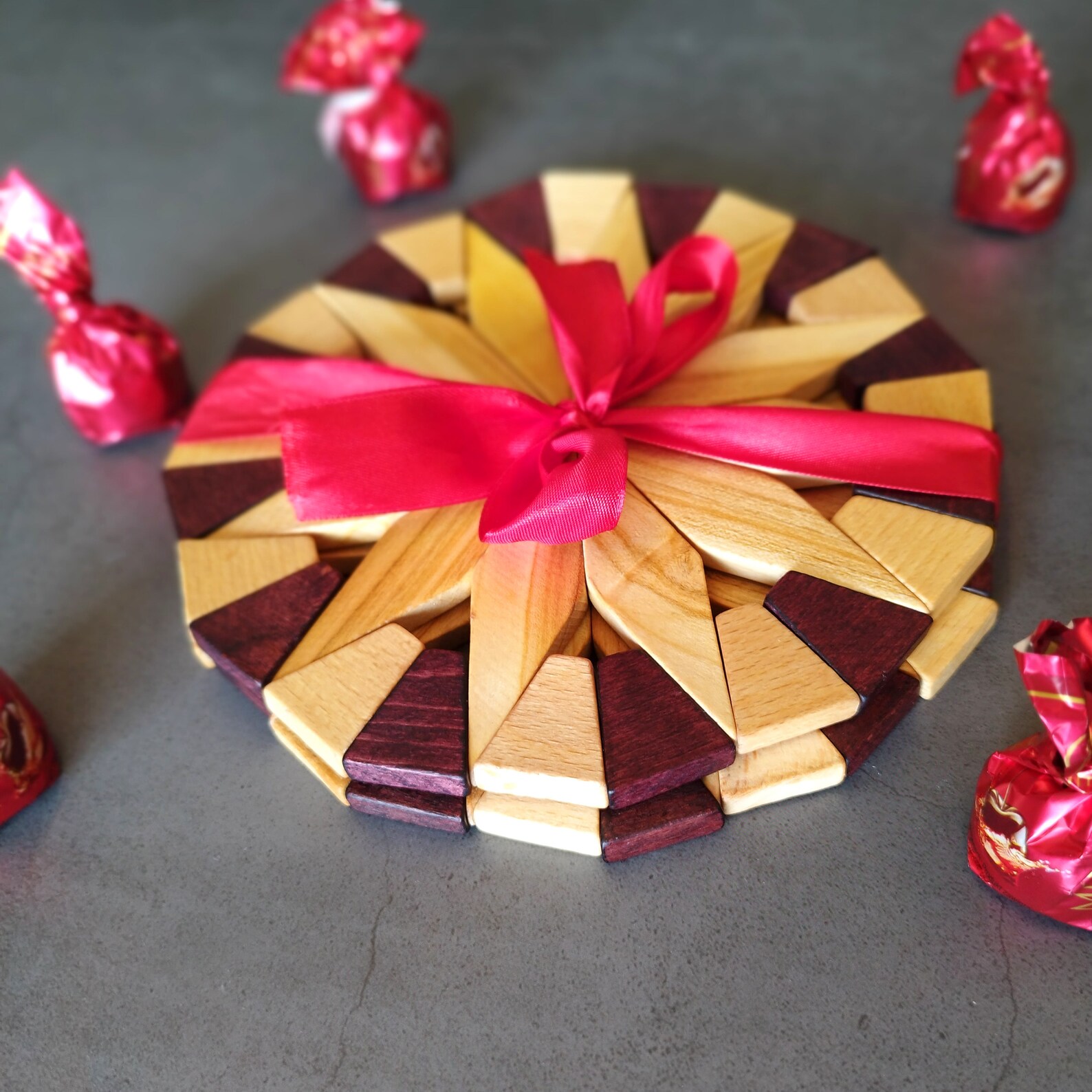 Decorative Wood Trivets for Hot Dishes, Wooden Coasters, Hot Pot Trivet ...