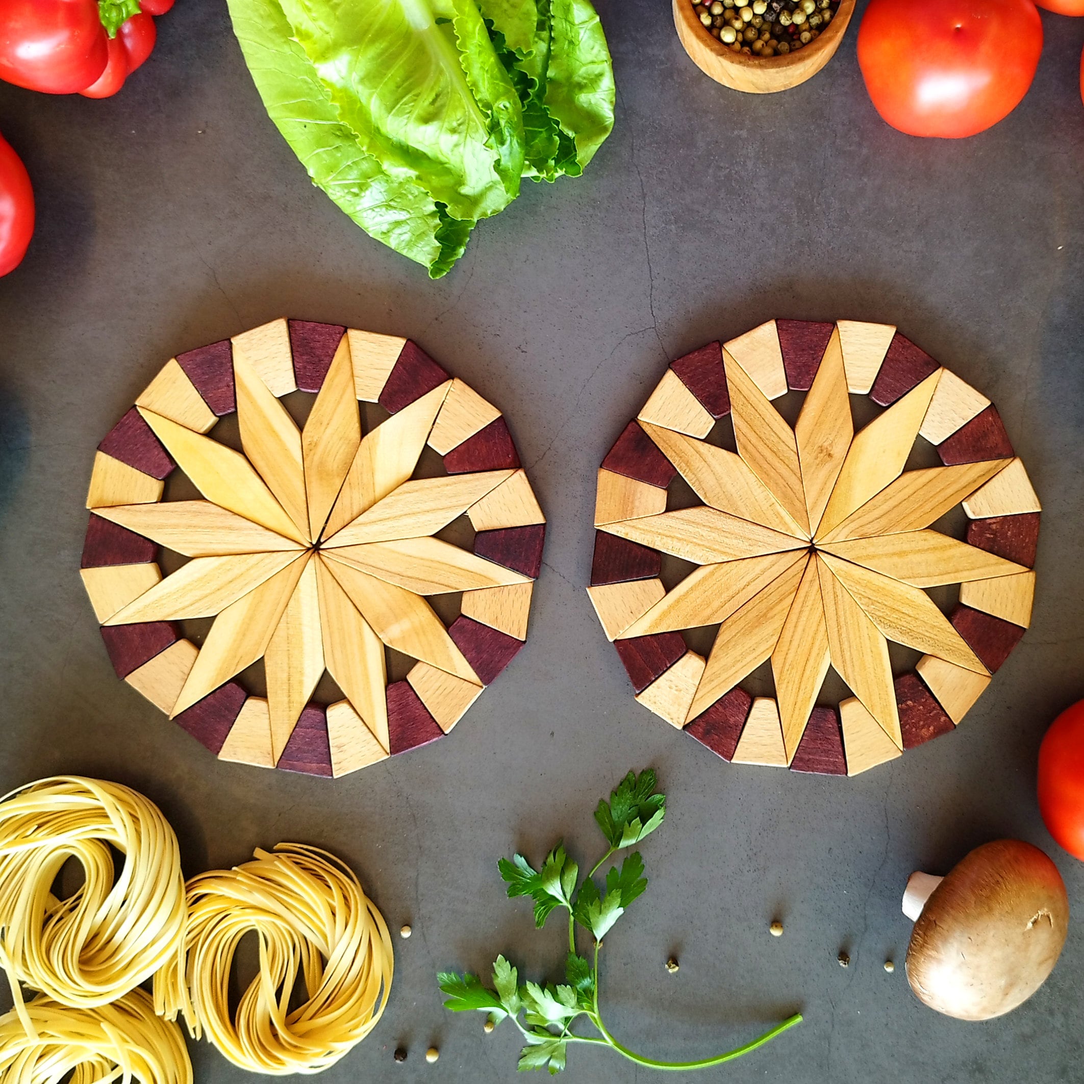 Decorative Wood Trivets for Hot Dishes, Wooden Coasters, Hot Pot Trivet ...