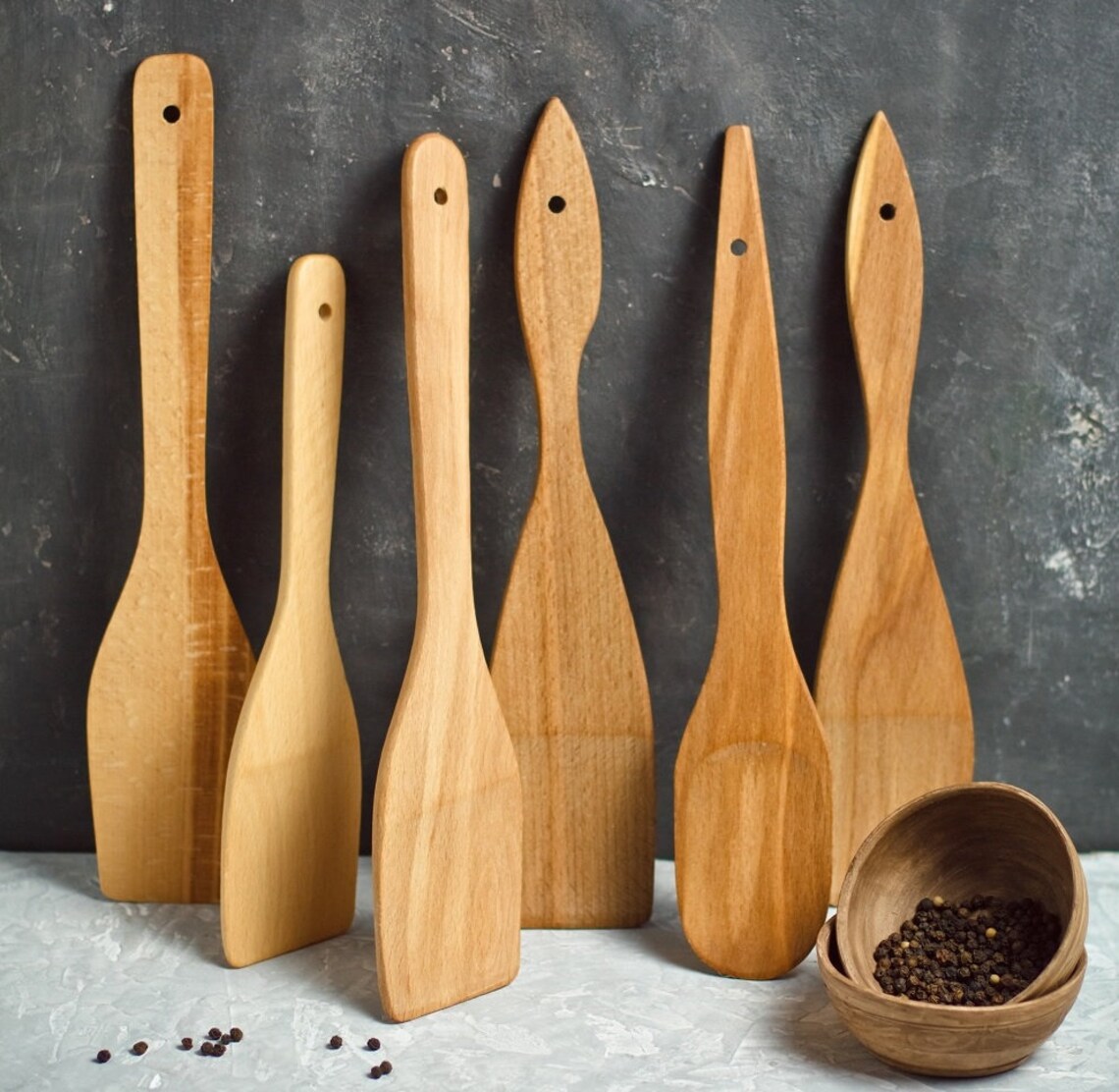 Wooden Spoons for Cooking Set of 6 European Natural & - Etsy