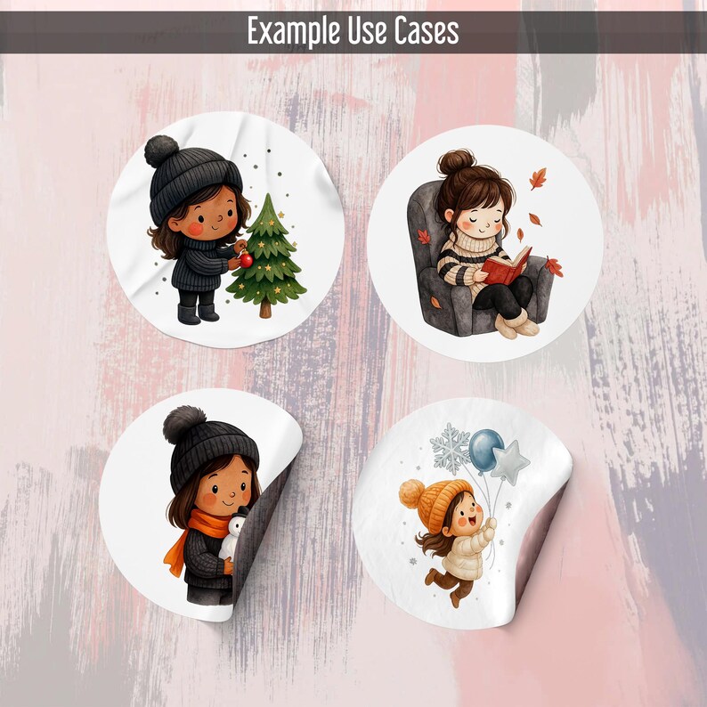 50 Winter Girl Watercolor Clipart PNG, Cozy Aesthetic Snow Day Bundle ...