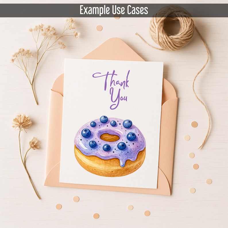 25 Donut Watercolor Clipart PNG Set, Sweet Donuts for Birthday, Party ...
