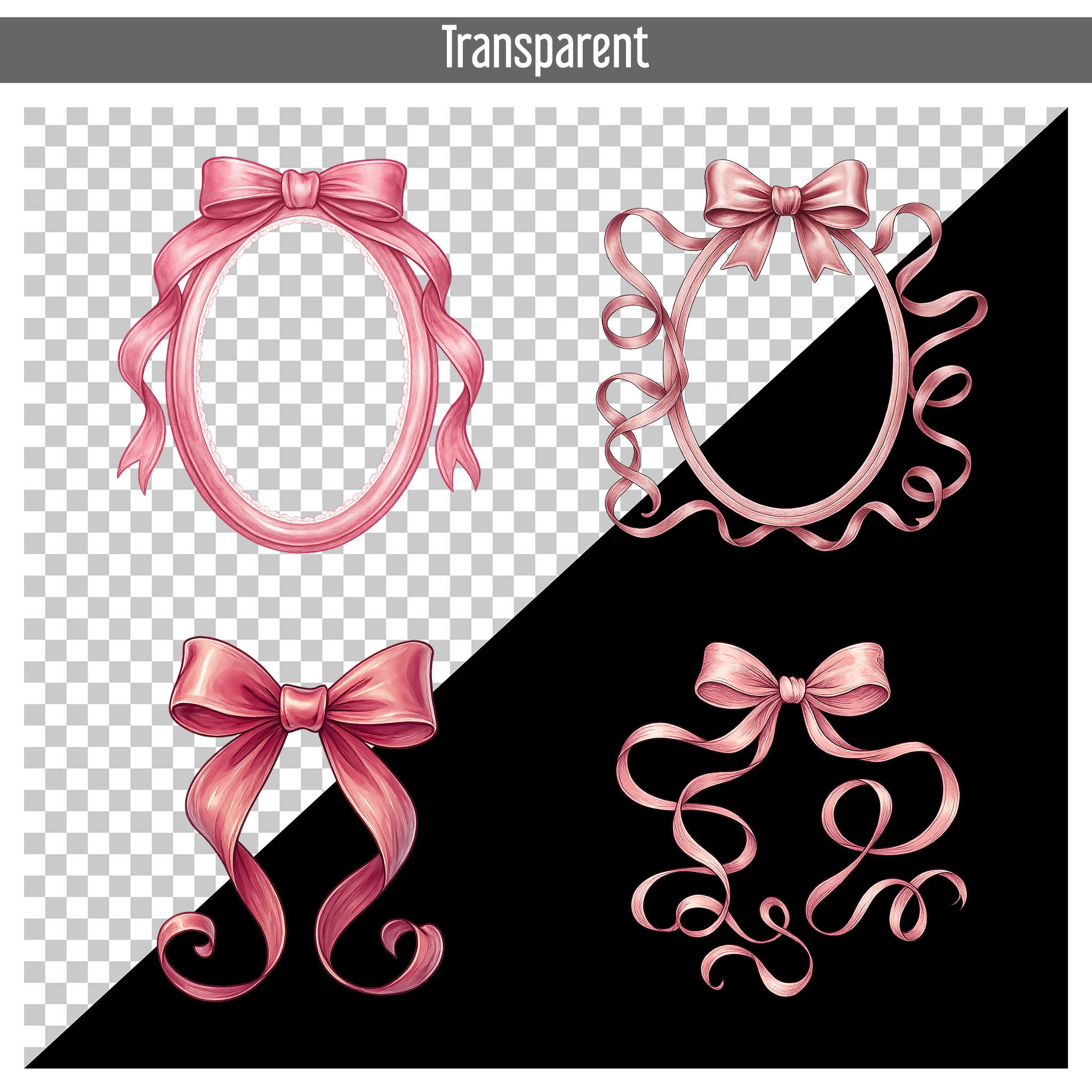 Instant Download 25 Pcs Bow & Ribbon Frame PNG Clipart, Hand Drawn ...
