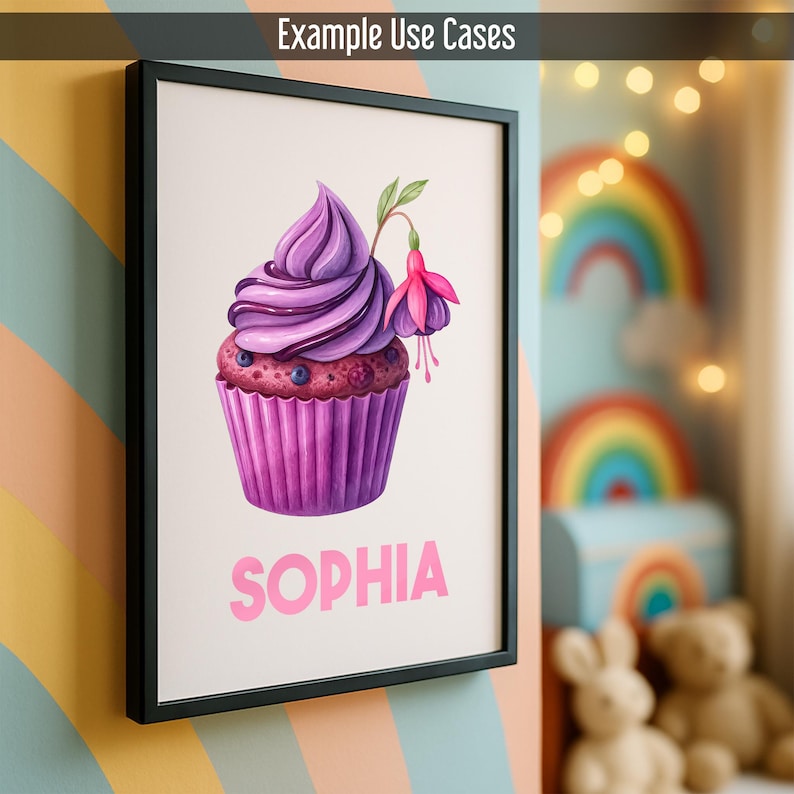 25 Floral Cupcake Clipart PNG Set, Watercolor Dessert Cake Images ...