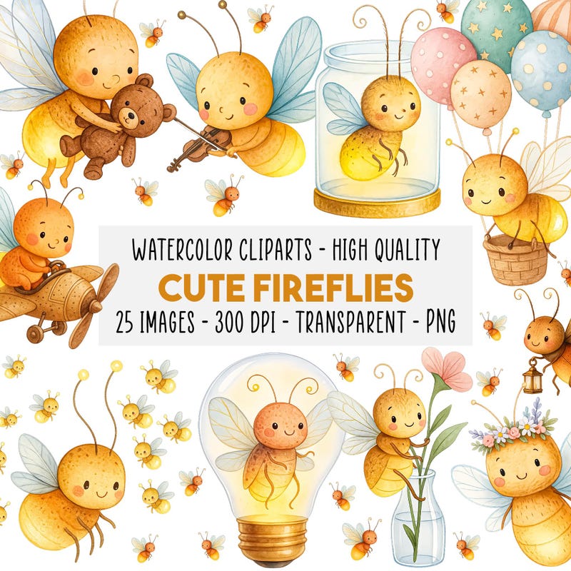 Fireflies Clipart Png - Etsy