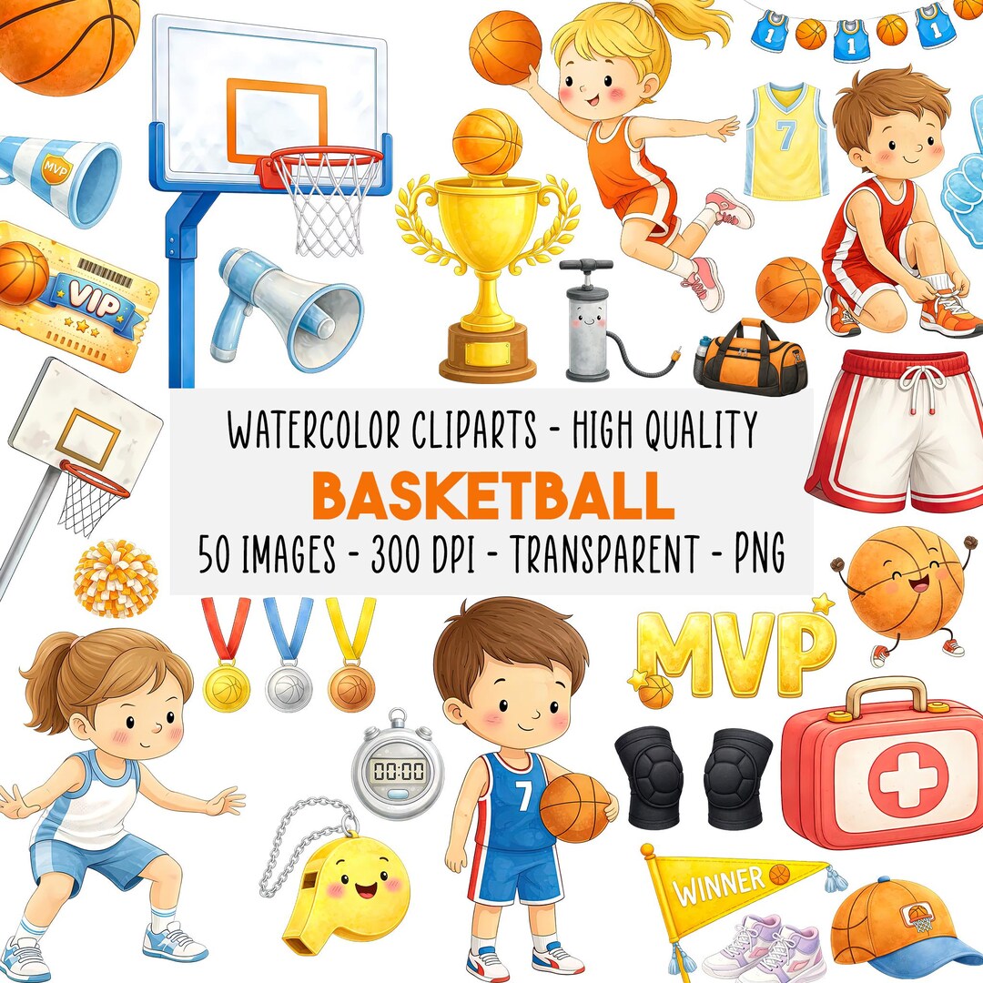 50 Basketball PNG Clipart Set Sports Game Graphics - Etsy