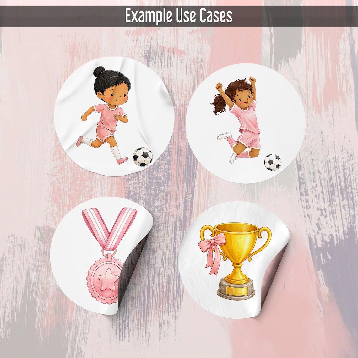 25 Pink Watercolor Soccer Clipart PNG, Women Football Players, Cute ...