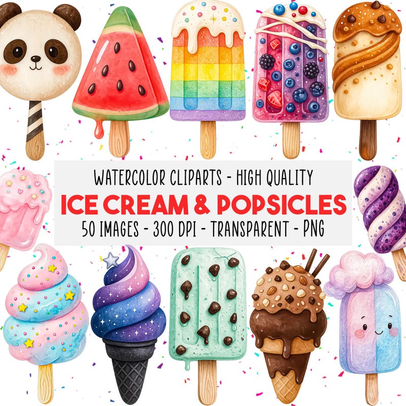 Popsicle Clipart - Etsy