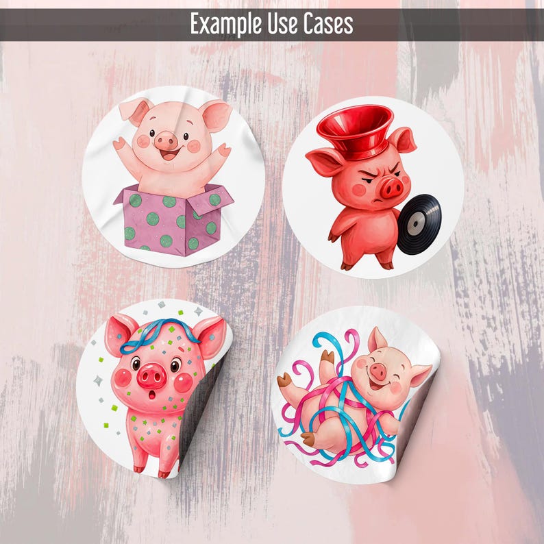 25 Pig Party Clipart Set, Cute Funny Pigs Birthday Celebration PNG ...
