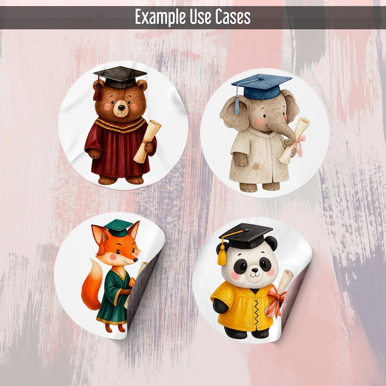 25 Graduation Animals Clipart PNG, Cute Watercolor Diploma Animal ...