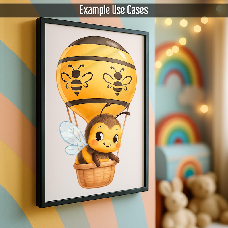 50 Cute Bee Clipart Set PNG, Whimsical Kawaii Bees, Spring Flowers ...