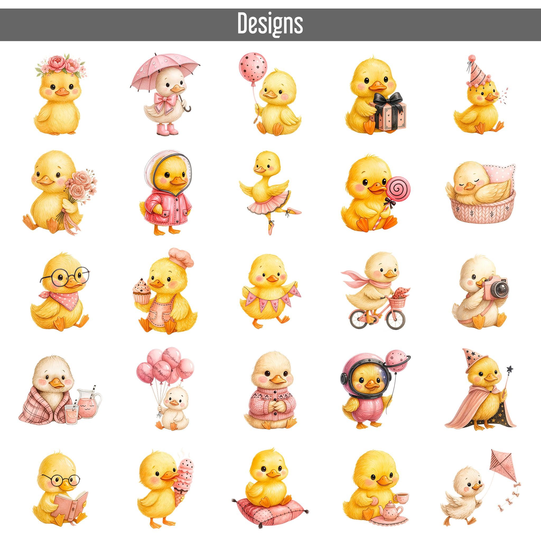 25 Cute Duck Clipart PNG, Realistic Yellow Duckling, Watercolor Baby ...