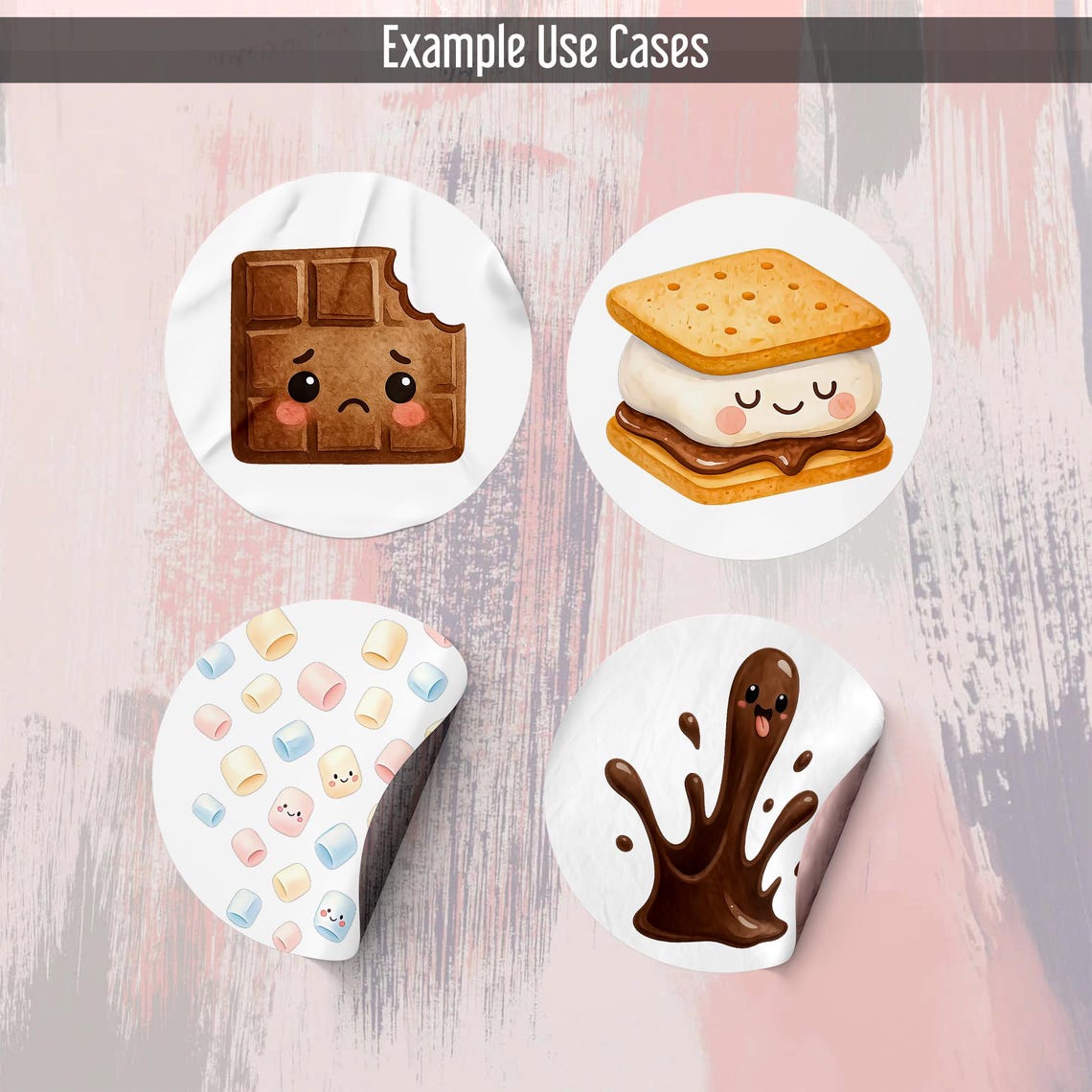 25 Kawaii Smores Clipart Set, PNG Cute Marshmallow, Chocolate Graham ...