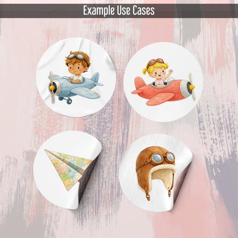 25 Little Aviator Clipart Set, Watercolor Kids Airplanes, Pilot ...