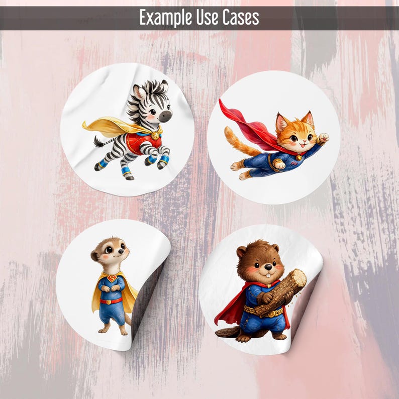 25 Superhero Animals Clipart PNG Set, Cute Watercolor Hero Animals ...