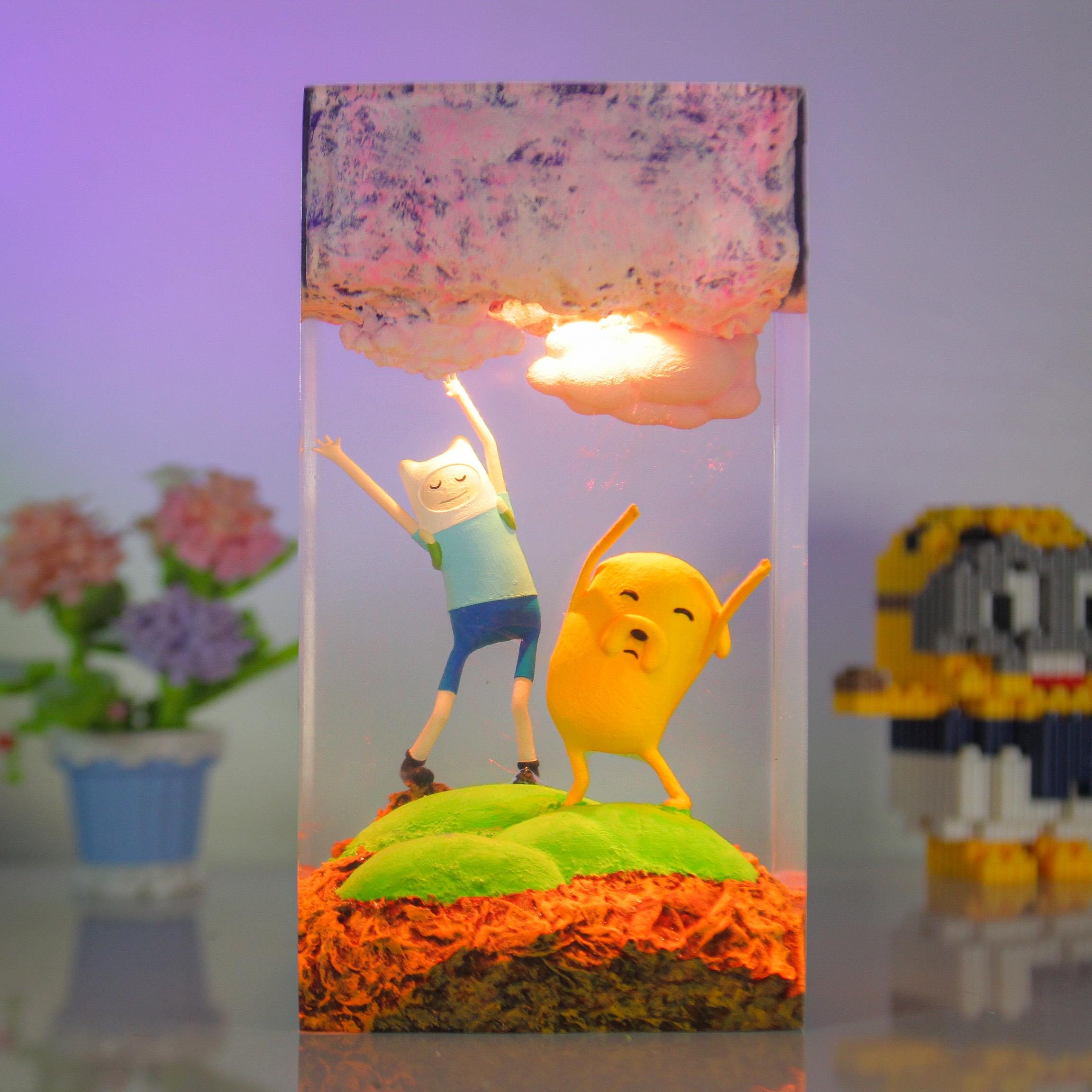 Adventure Time Resin Art Lamp – Finn & Jake Handmade Epoxy Lamp, Unique ...