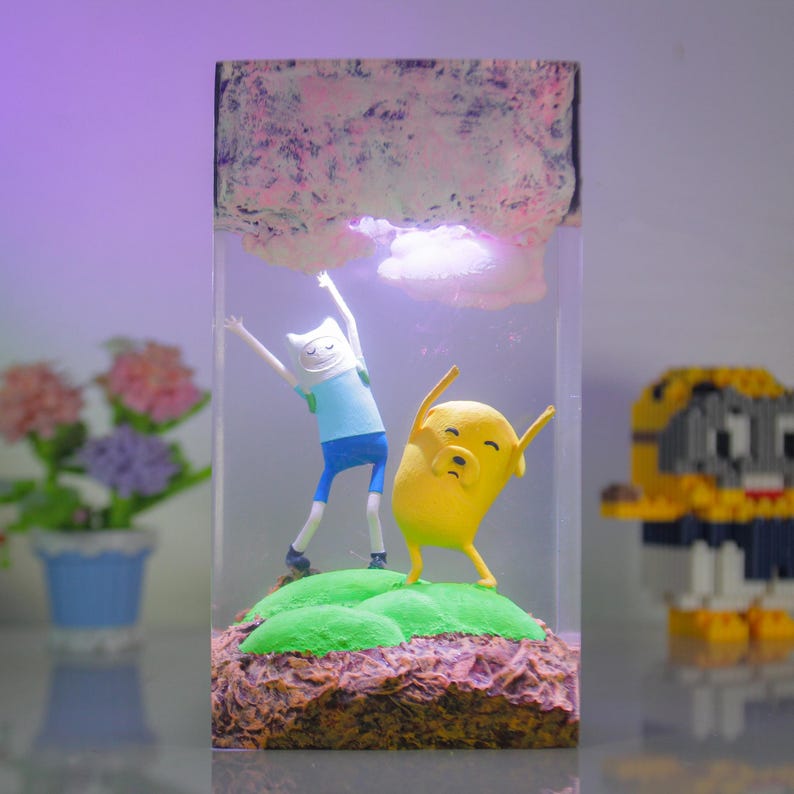 Adventure Time Resin Art Lamp – Finn & Jake Handmade Epoxy Lamp, Unique ...