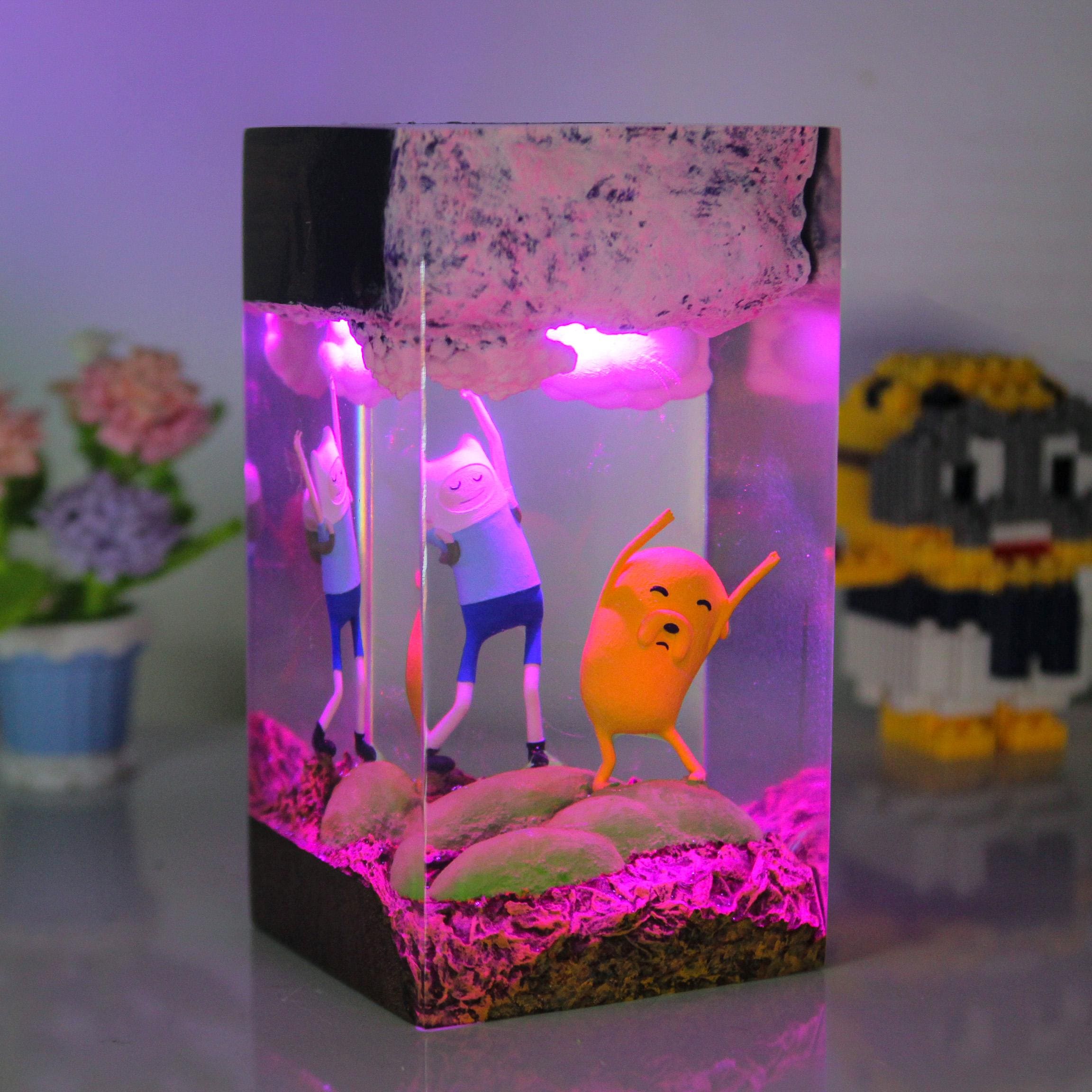 Adventure Time Resin Art Lamp – Finn & Jake Handmade Epoxy Lamp, Unique ...