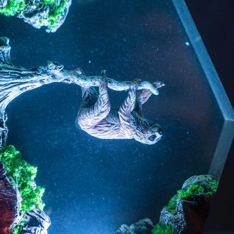 Sloth Resin Night Light: Handcrafted LED Epoxy Lamp With Wood Base - Etsy