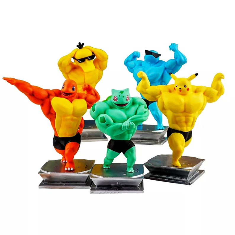 Muscle Pokemon Figures Swole Anime Collection Toys Doll Gifts | Etsy