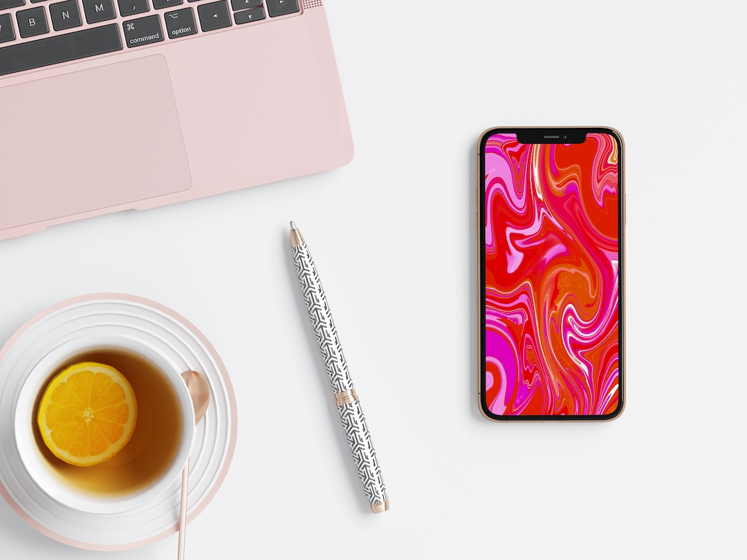 Groovy Phone Home Screen | Hot Pink Red | Vibrant iPhone Lock Screen ...