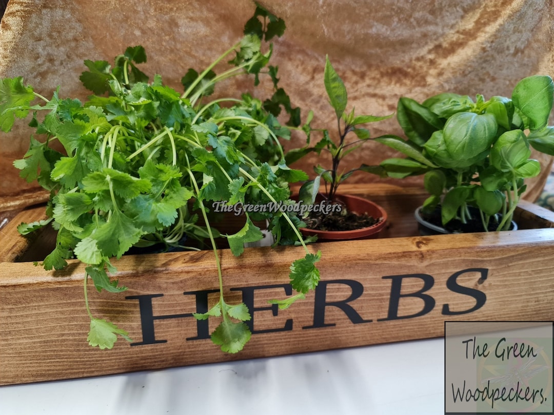 Solid Wood Handmade Herb Trough for Window Sill, Herb Planter, Plant ...
