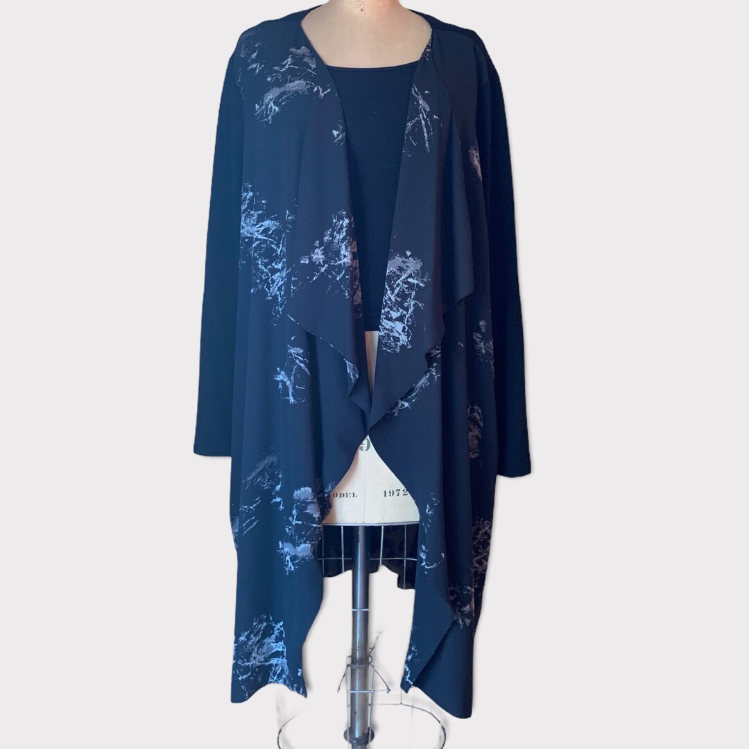 Beautiful Draped Front Cardigan in Black and Grey Size 2X - Etsy