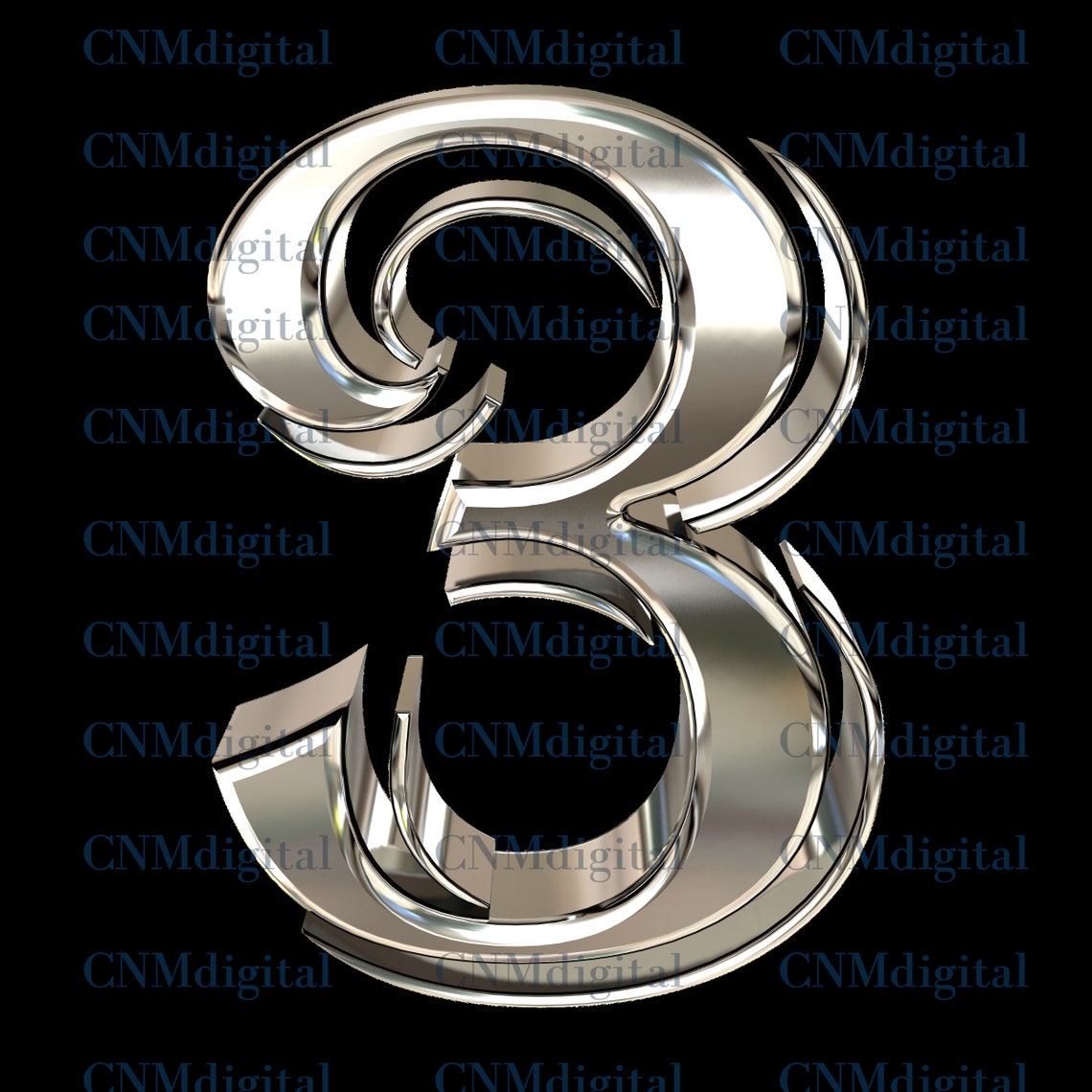 Digital Numbers Clipart. Silver Color, Instant Download PNG Format ...