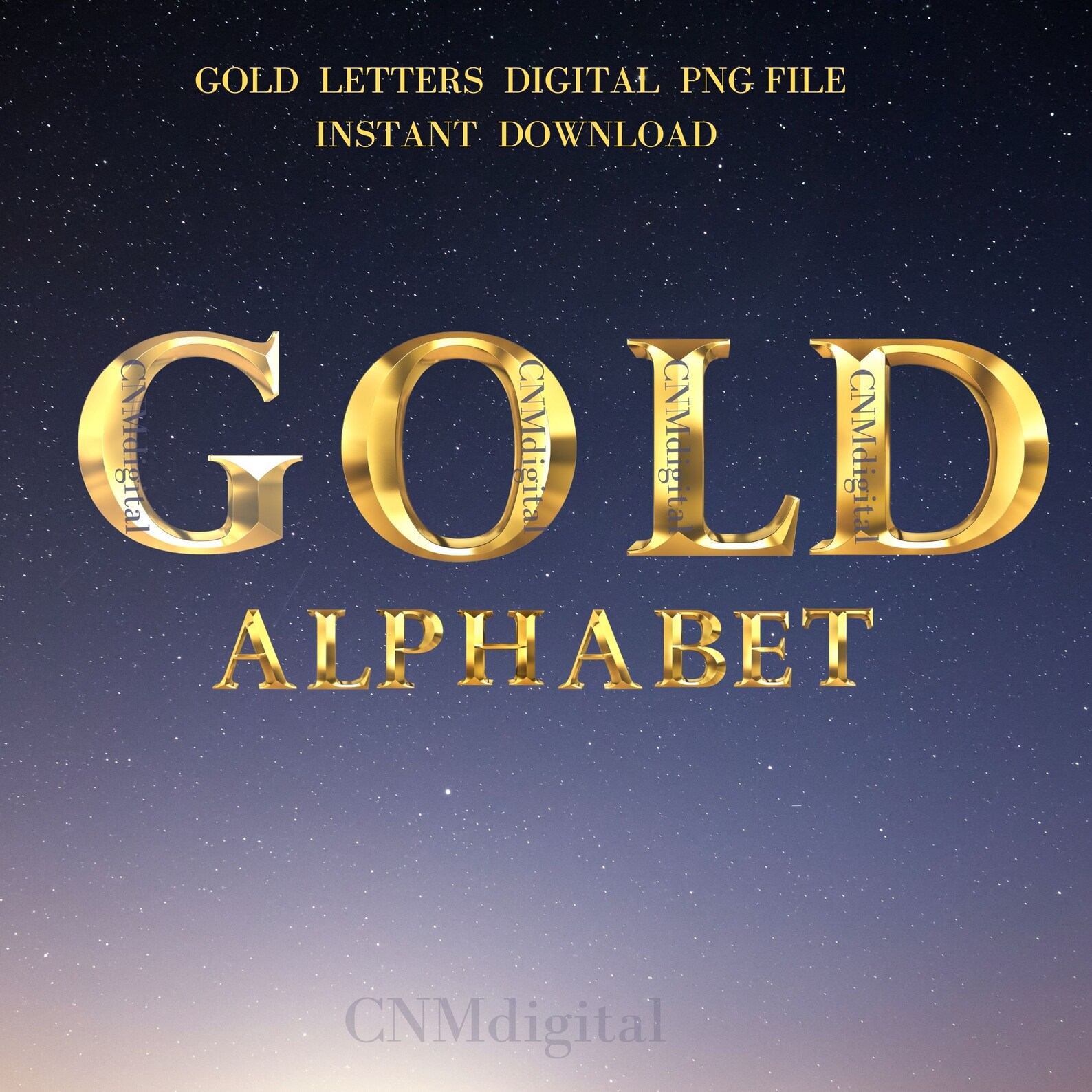 VIP Gold Letters English Alphabet, Instant Download, Digital File ...