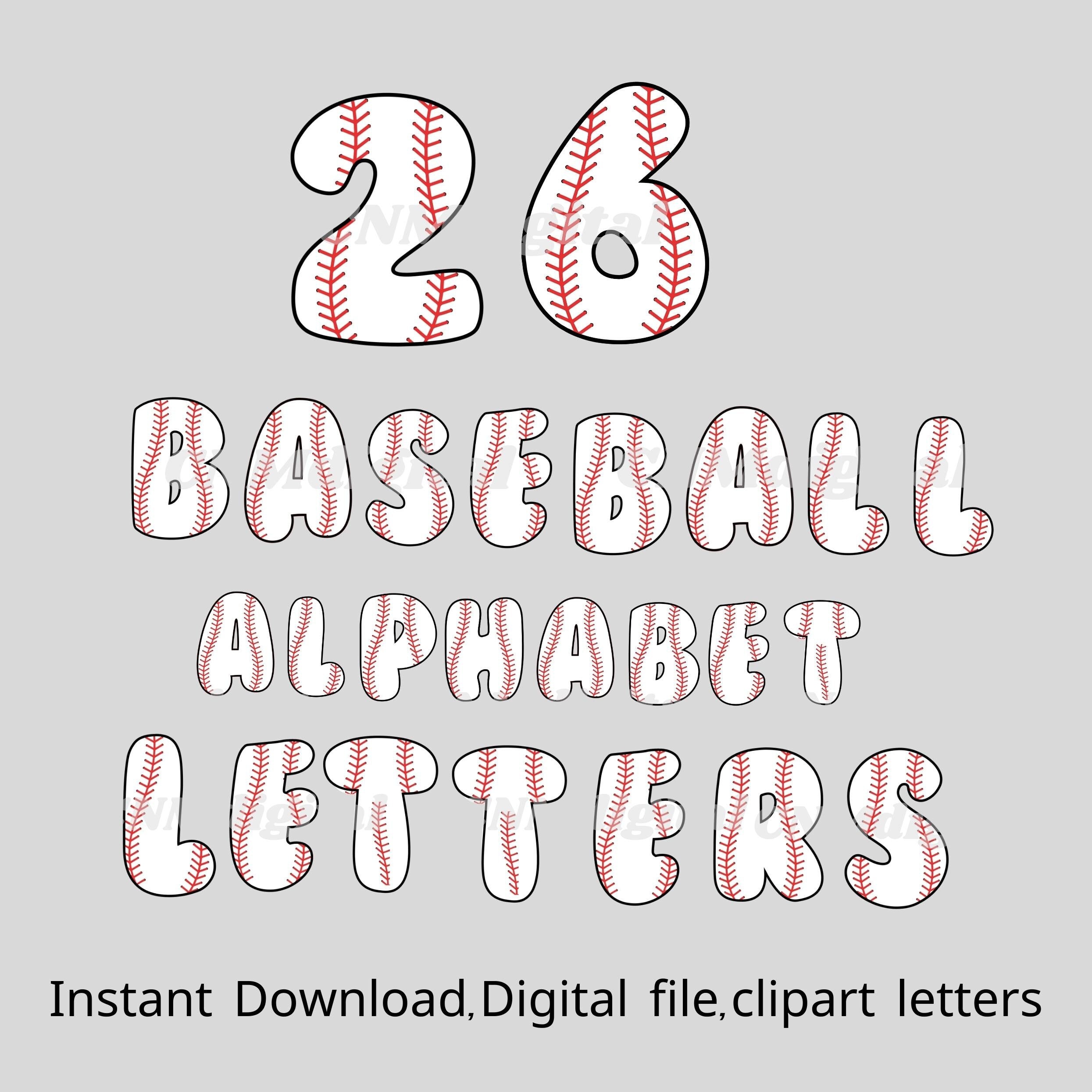 Baseball Letters, Font English Alphabet, Instant Download, PNG, A-Z 26 ...