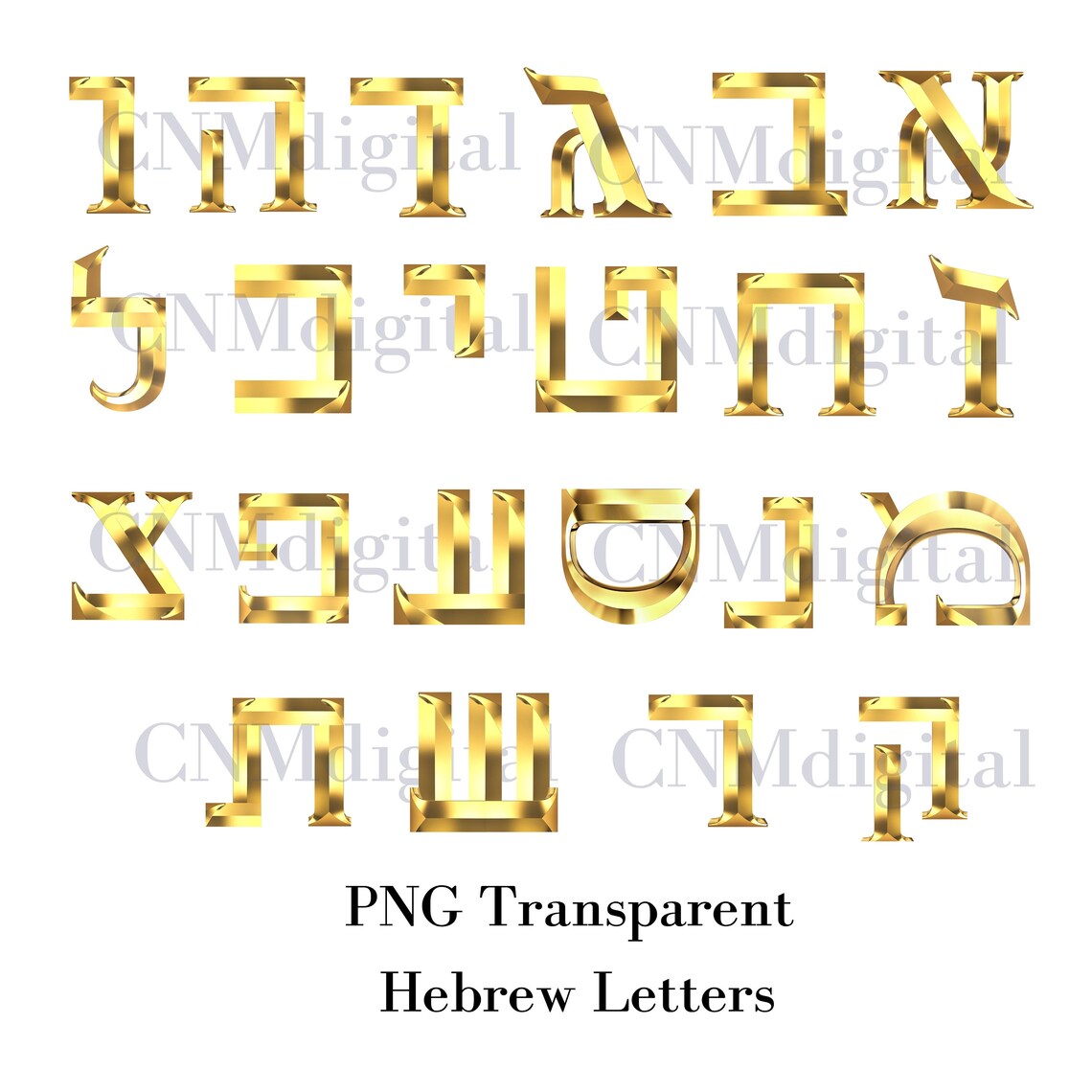 Gold Letters, Hebrew Alphabet, Instant Download, PNG File, Clipart ...