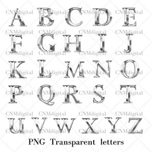 Silver Letters English Alphabet Instant Download PNG | Etsy