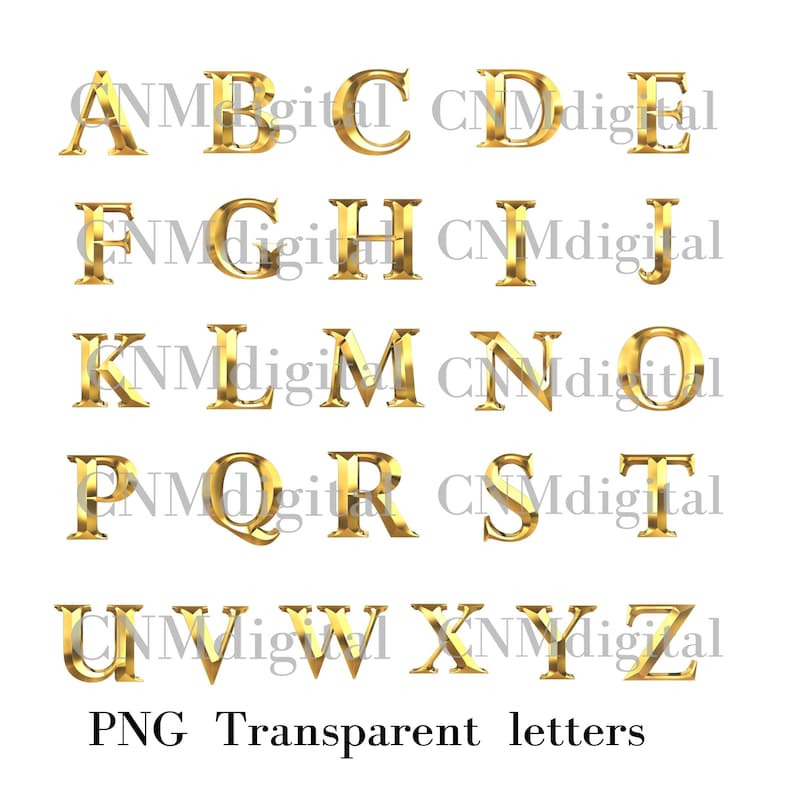 Gold Letters, English Alphabet, Instant Download, Digital File, Gold ...