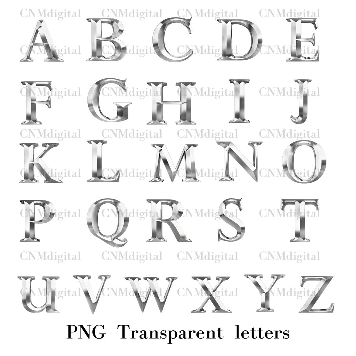 Silver Letters English Alphabet, A-Z 26 Silver Letters, Instant ...