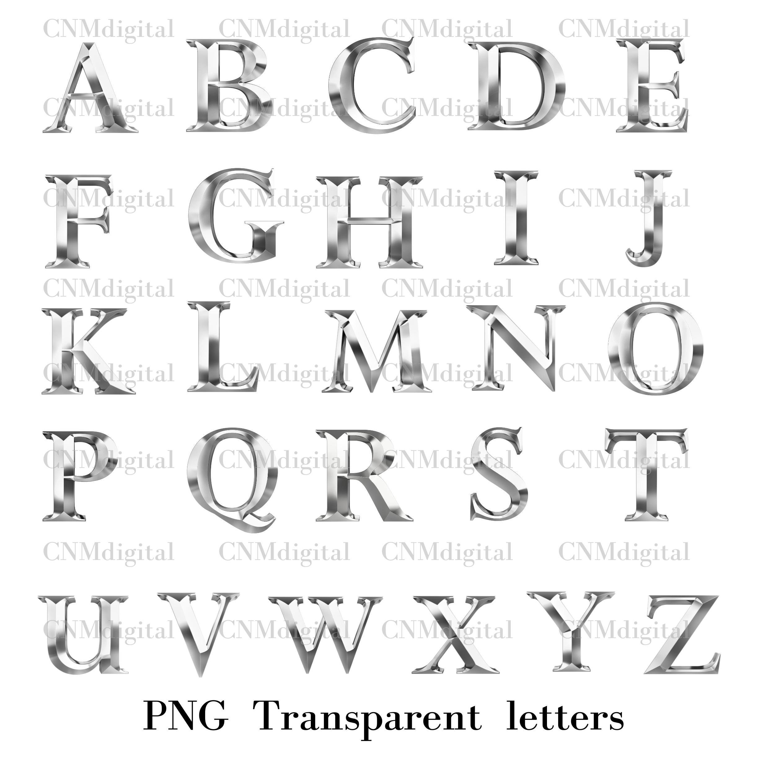 Silver Letters English Alphabet, A-Z 26 Silver Letters, Instant ...