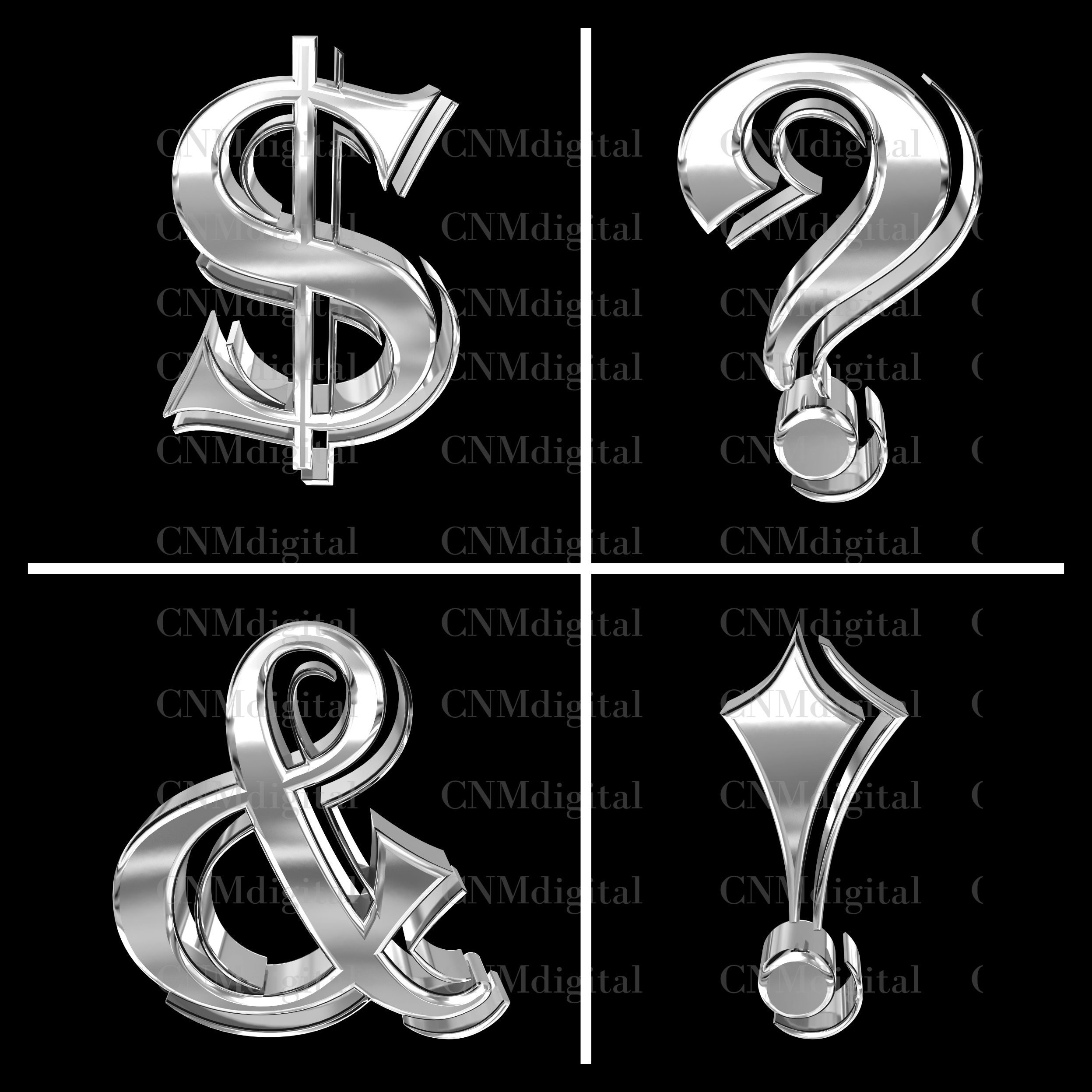 Punctuation Set, Instant Download, 20 Silver Marks, Digital File ...