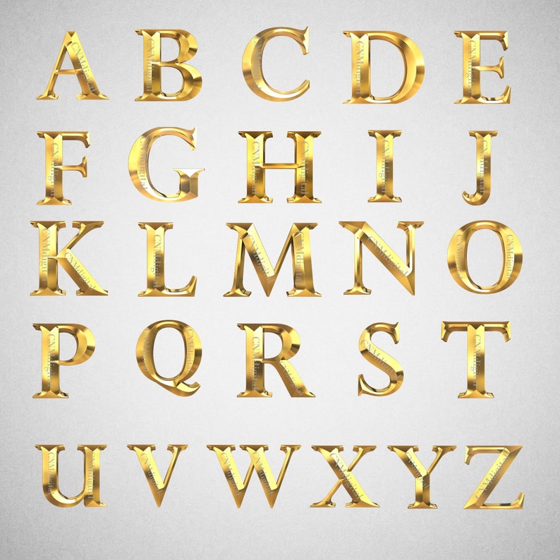 Gold Letters English Alphabet, A-Z 26 Gold Color Letters, Instant ...