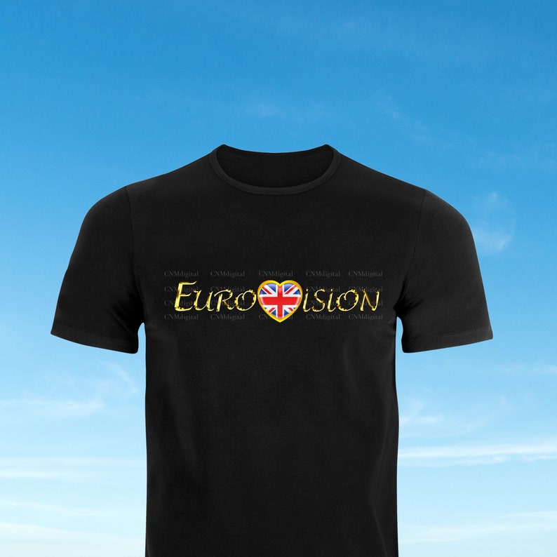 Eurovision Song Contest T Shirt United Kingdom Flag Unisex Heavy Cotton ...