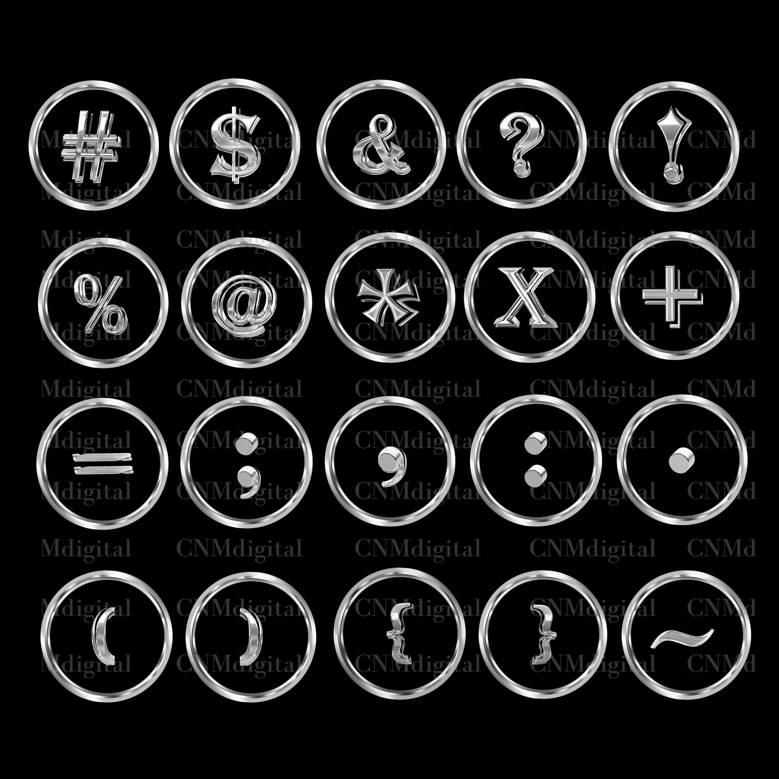 Punctuation Set, Instant Download, 20 Silver Marks, Digital File ...