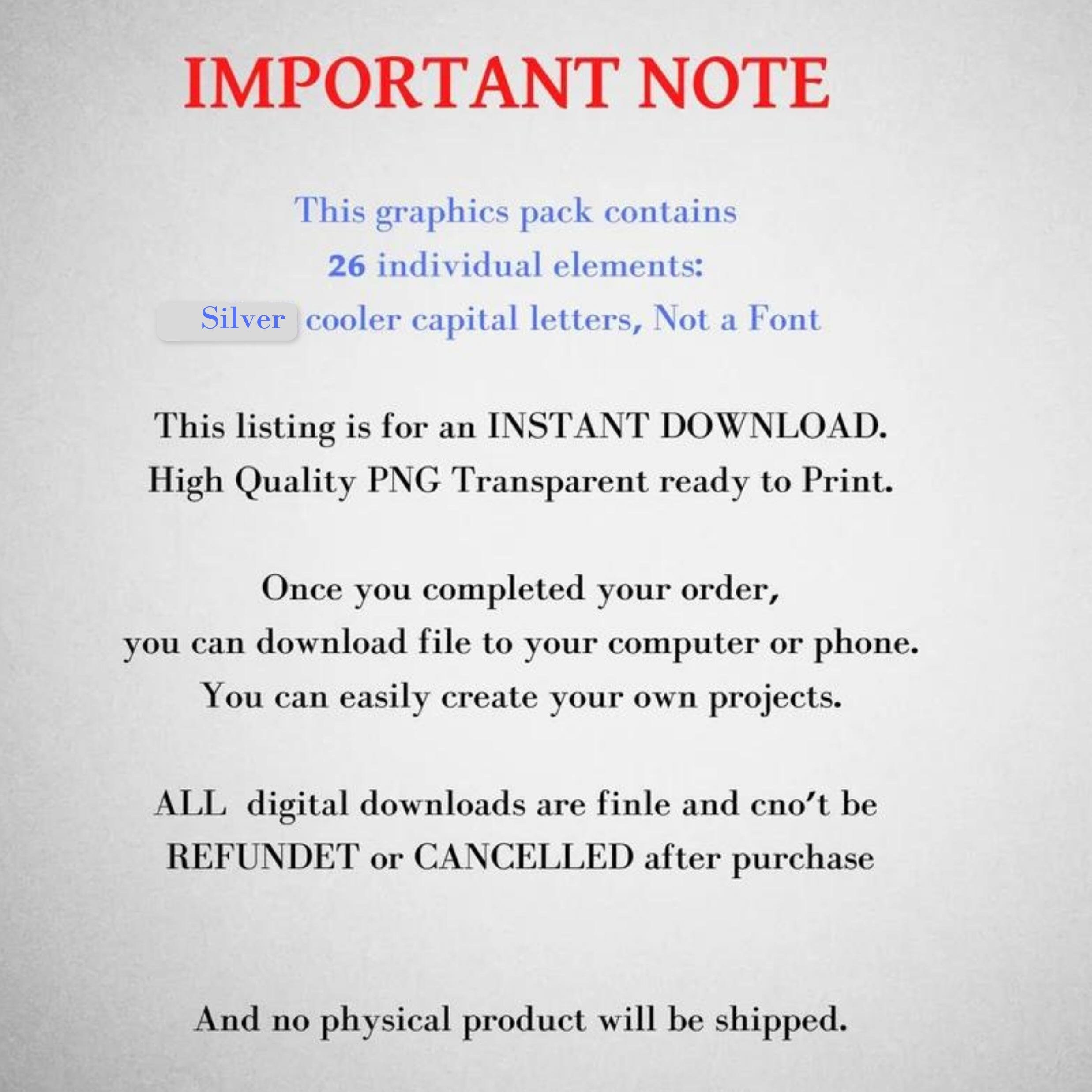 Silver Letters English Alphabet, A-Z 26 Silver Letters, Instant ...