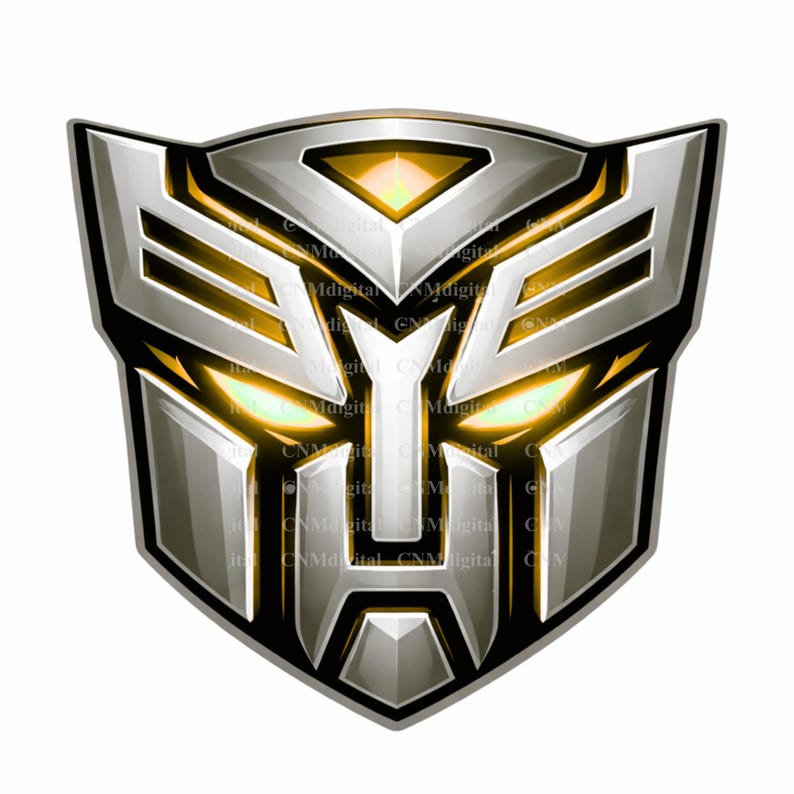Transformers Autobot Metallic Robot Gold Eyes Face Sticker Decal Emblem ...