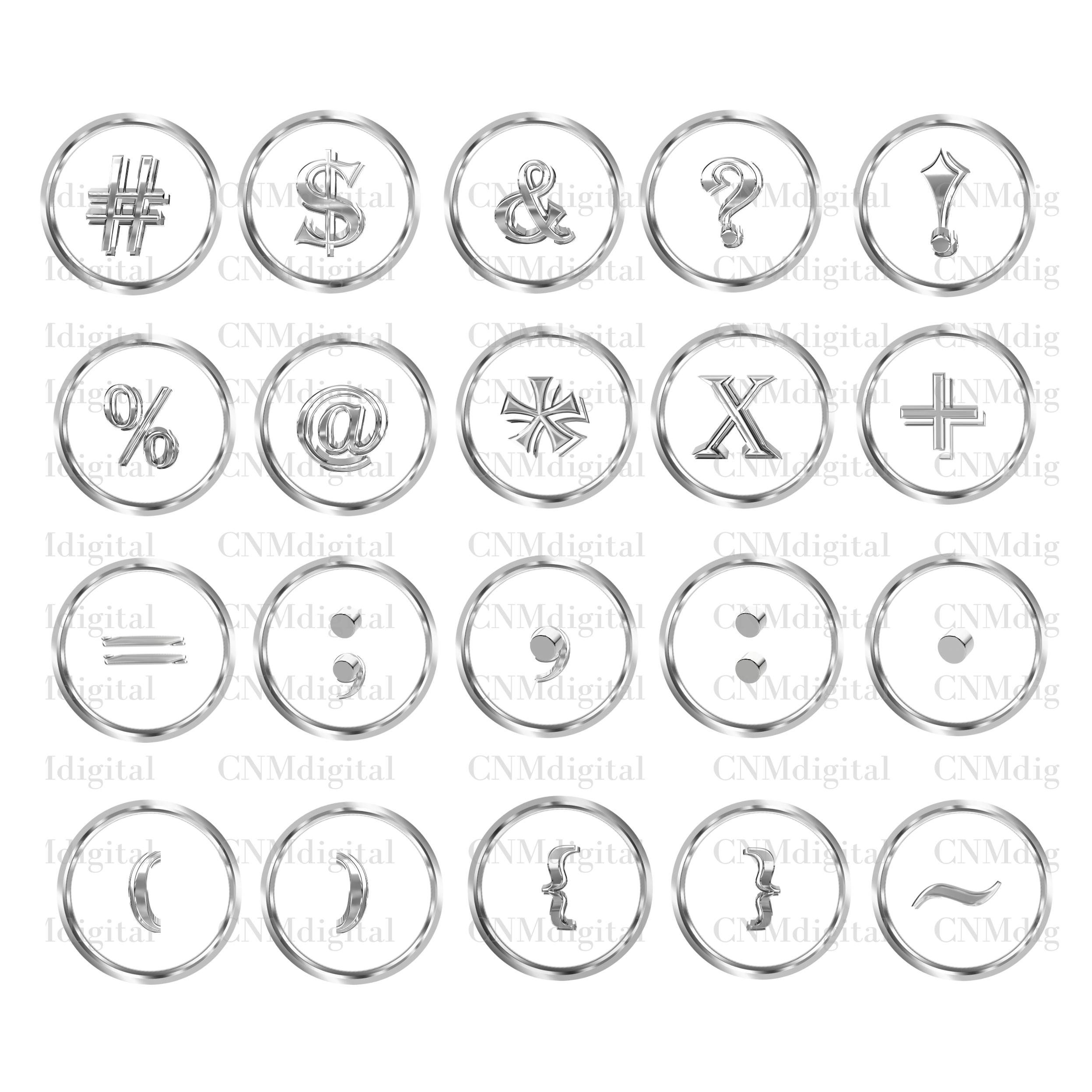 Punctuation Set, Instant Download, 20 Silver Marks, Digital File ...