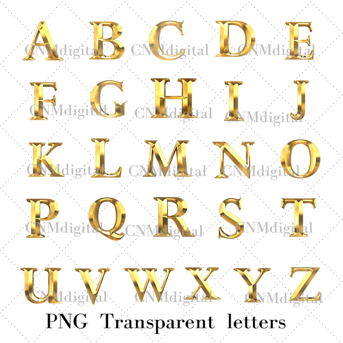 Gold Letters, English Alphabet, Instant Download, King Letters, PNG ...