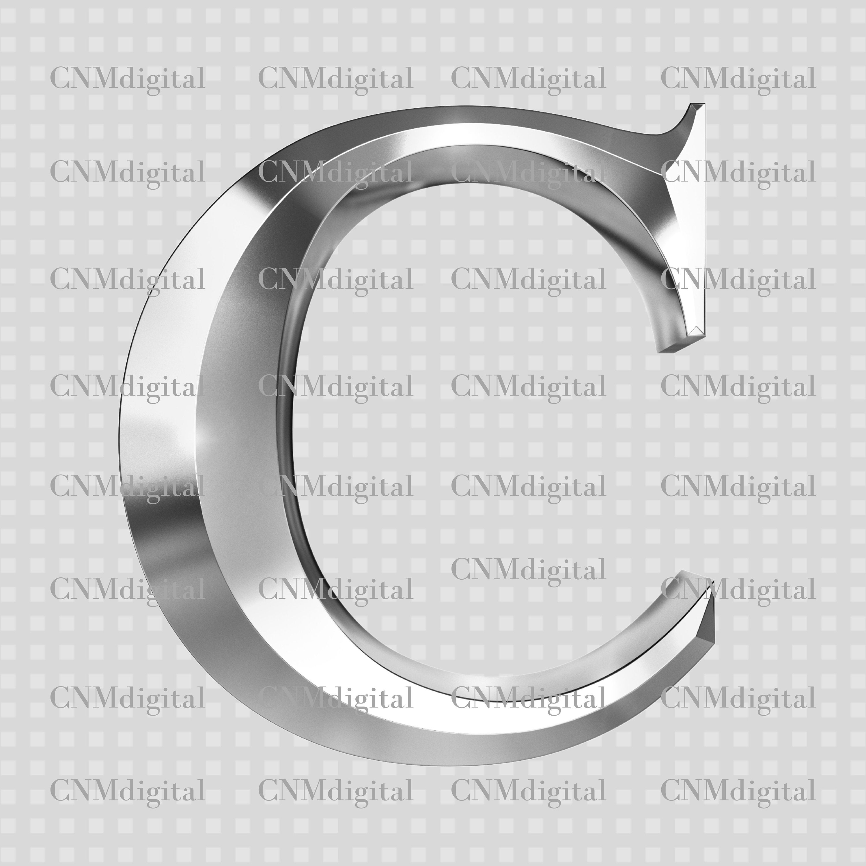 Silver Letter C Clipart: Metallic Alphabet (PNG Digital Download) - Etsy