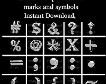 Punctuation Set, Instant Download, 20 Silver Marks, Digital File ...